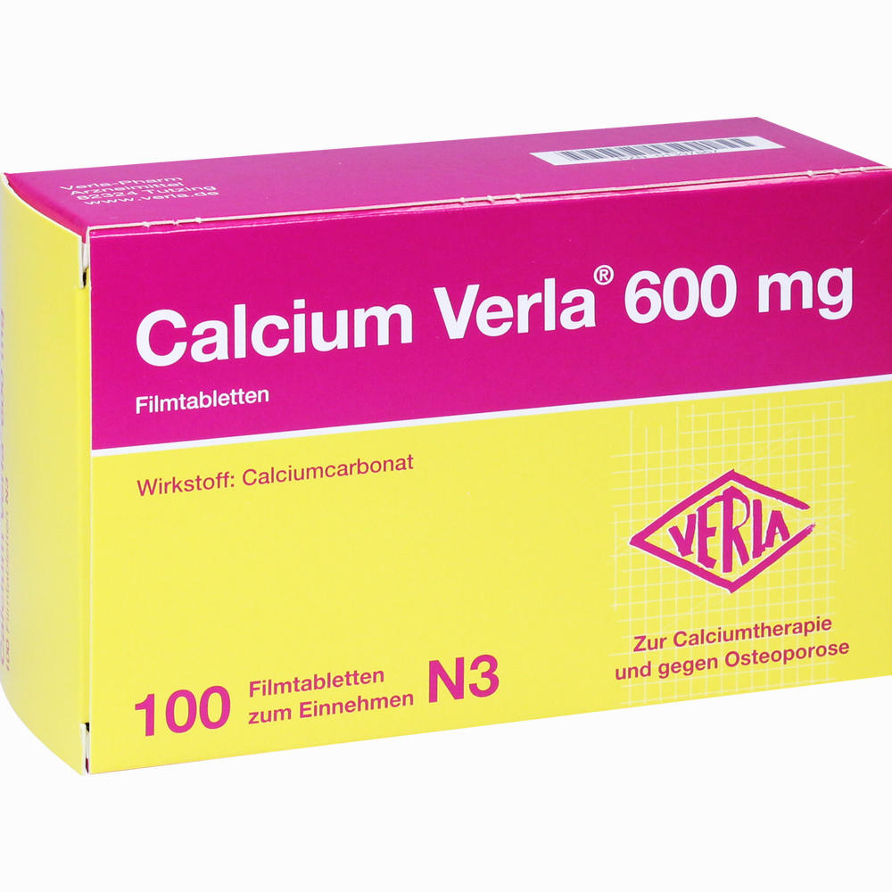 Calcium Verla 600mg Filmtabletten » Informationen und Inhaltsstoffe