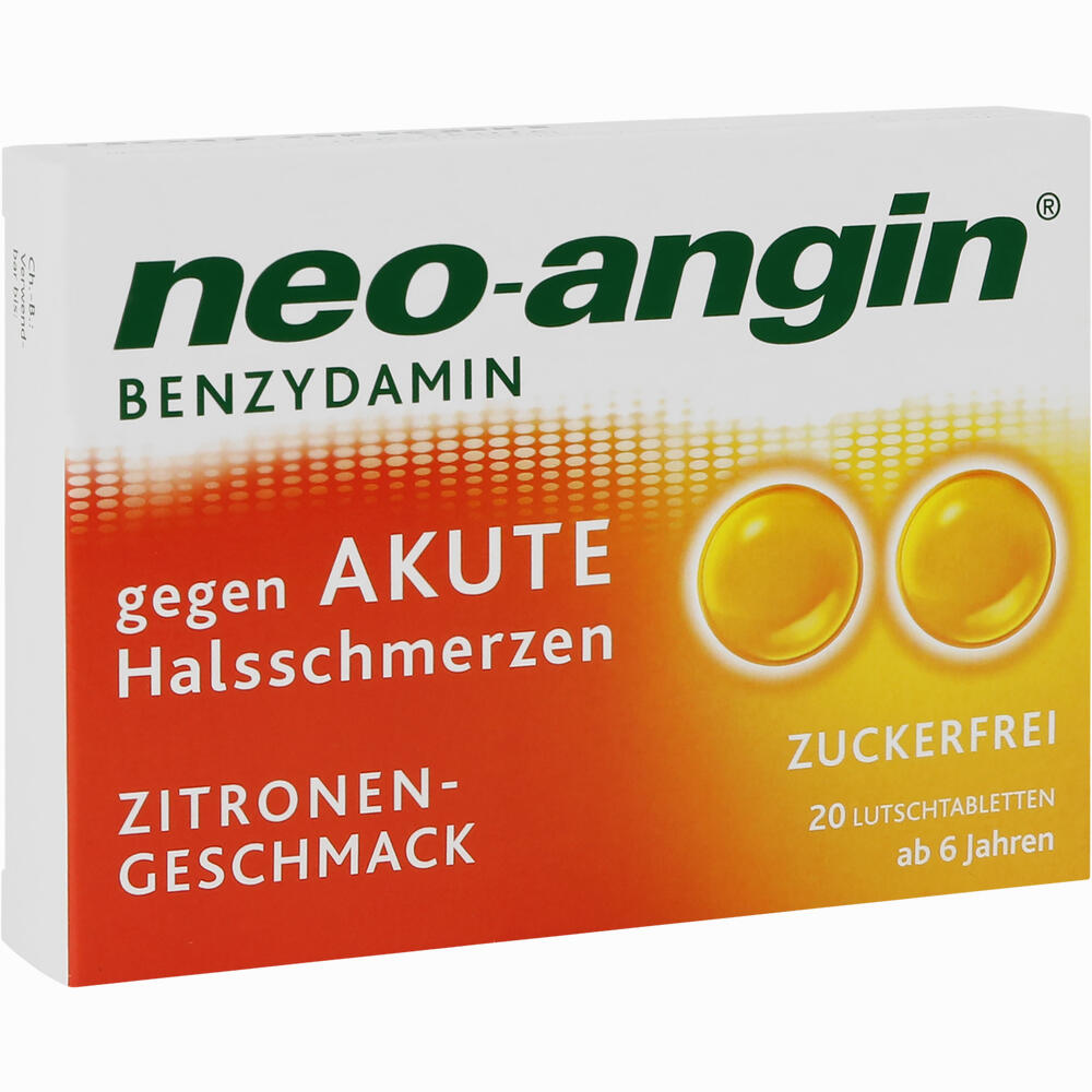Neo- Angin Benzydamin gegen Akute Halsschmerzen Zitrone Lutschtabletten ...